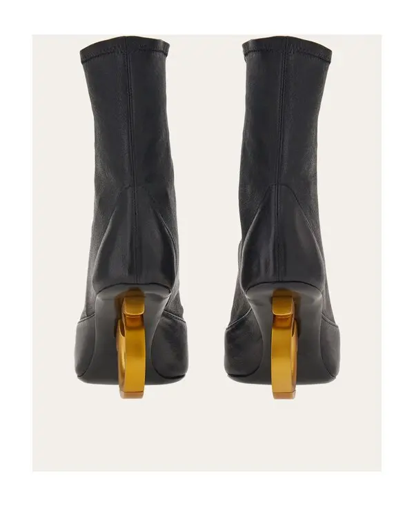 FERRAGAMO Pointed Toe Ankle Boots With Sculptural Heel