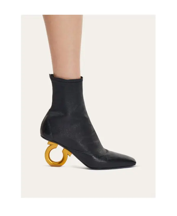 FERRAGAMO Pointed Toe Ankle Boots With Sculptural Heel