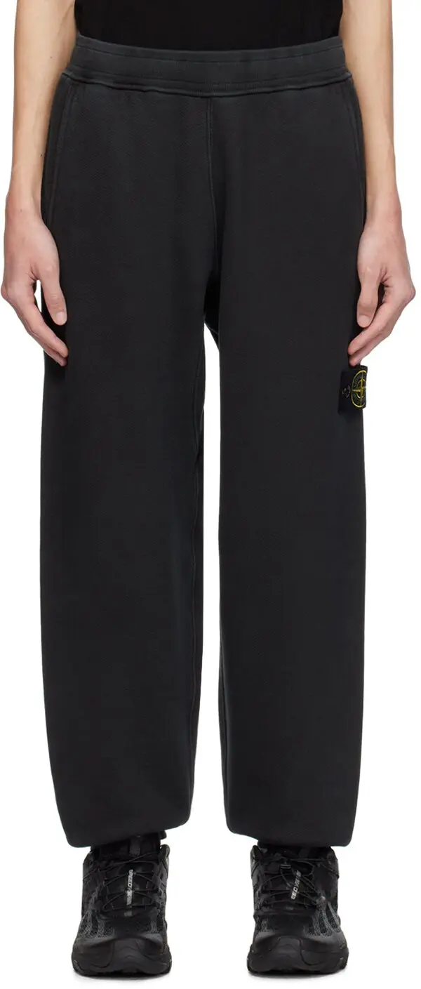 Stone Island Logo Patch Track Pants - Black