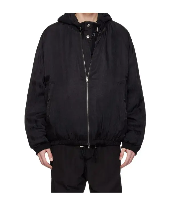 WOOYOUNGMI Crinkled Taffeta Bomber Jacket - Black