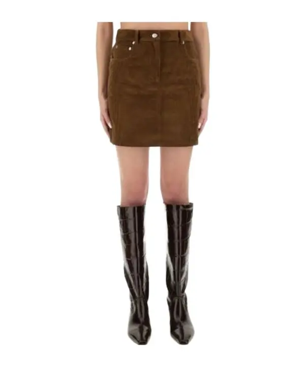 Moschino Corduroy Logo Patch Skirt