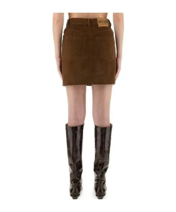 Moschino Corduroy Logo Patch Skirt