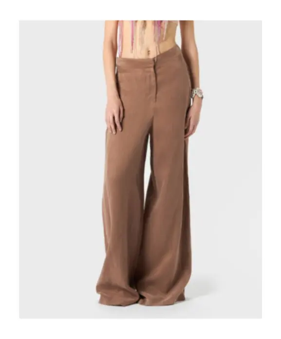 Blumarine Gabardine Pants With Metal Logo Detail