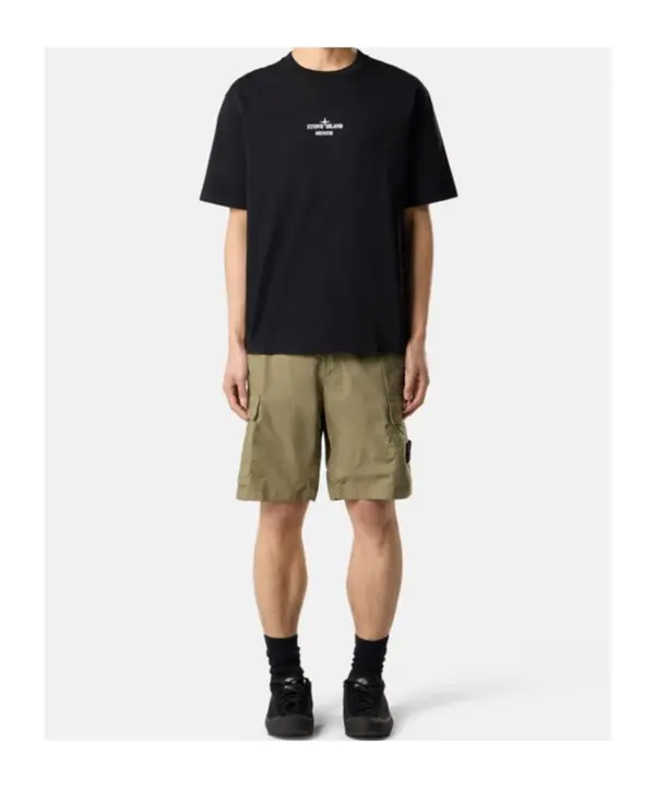 Stone Island Logo Printed Crewneck T-shirt - Black