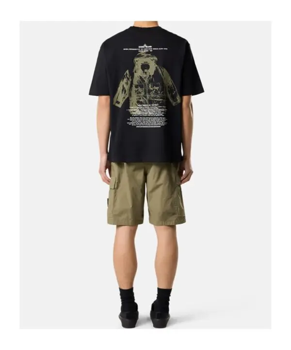 Stone Island Logo Printed Crewneck T-shirt - Black