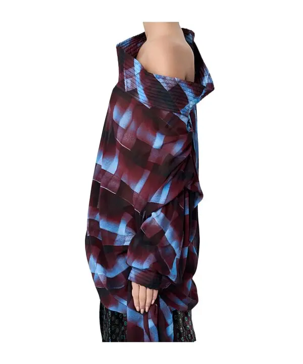 Dries Van Noten Asymmetrical Plaid Long Sleeve Shirt