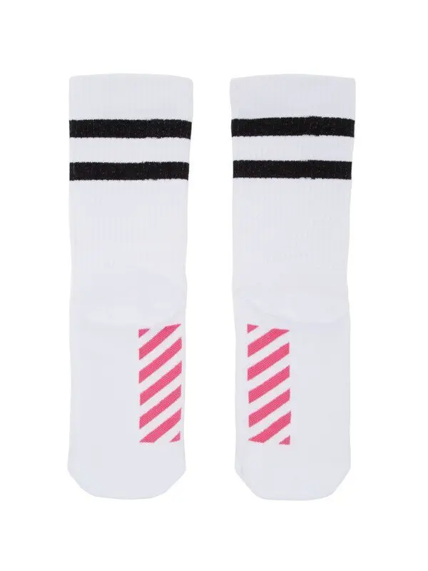 Off-White Striped Logo Crew Socks