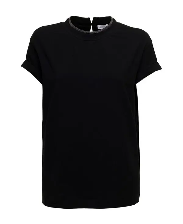 Brunello Cucinelli Chain-trim Crewneck T-shirt - Black