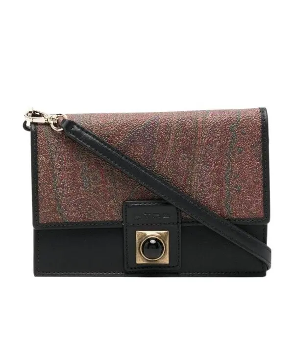 Etro Paisley-print Coated Crossbody Bag - Black