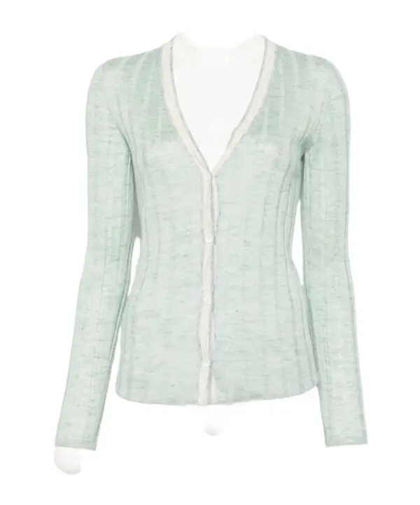 Prada Ribbed V-neck Cardigan