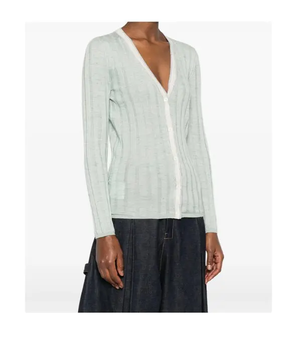 Prada Ribbed V-neck Cardigan