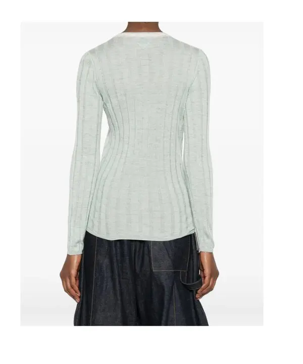 Prada Ribbed V-neck Cardigan