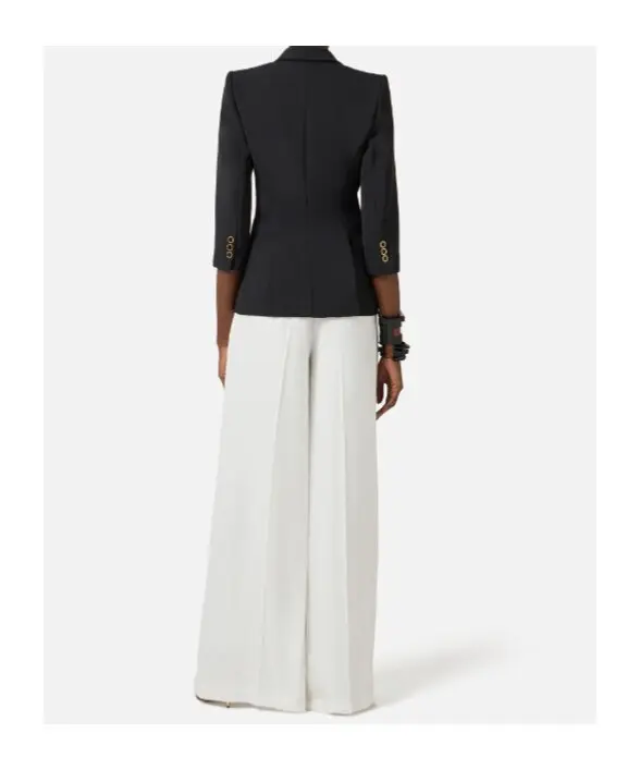 Elisabetta Franchi Single-breasted Jacket With Golden Logo Details - Black