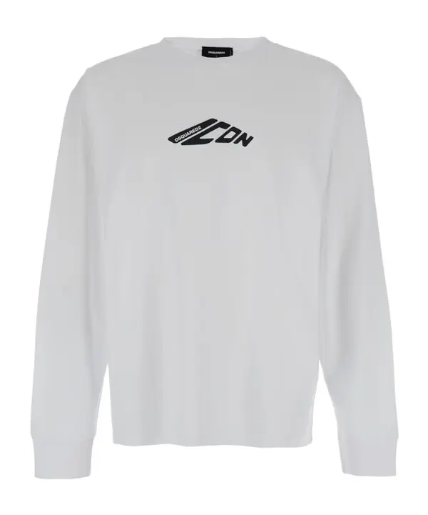 Dsquared2 Icon Logo Printed Long-sleeved T-shirt - White