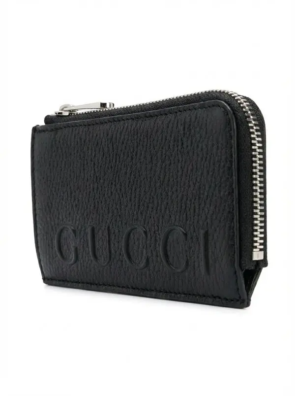 Gucci Zip Card Case With Logo - Black