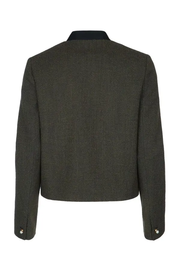 Dior Cropped Jacket With Grosgrain Bow And Cd Signature - Khaki