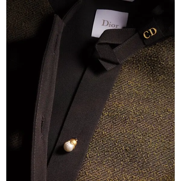 Dior Cropped Jacket With Grosgrain Bow And Cd Signature - Khaki