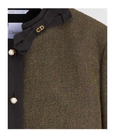 Dior Cropped Jacket With Grosgrain Bow And Cd Signature - Khaki