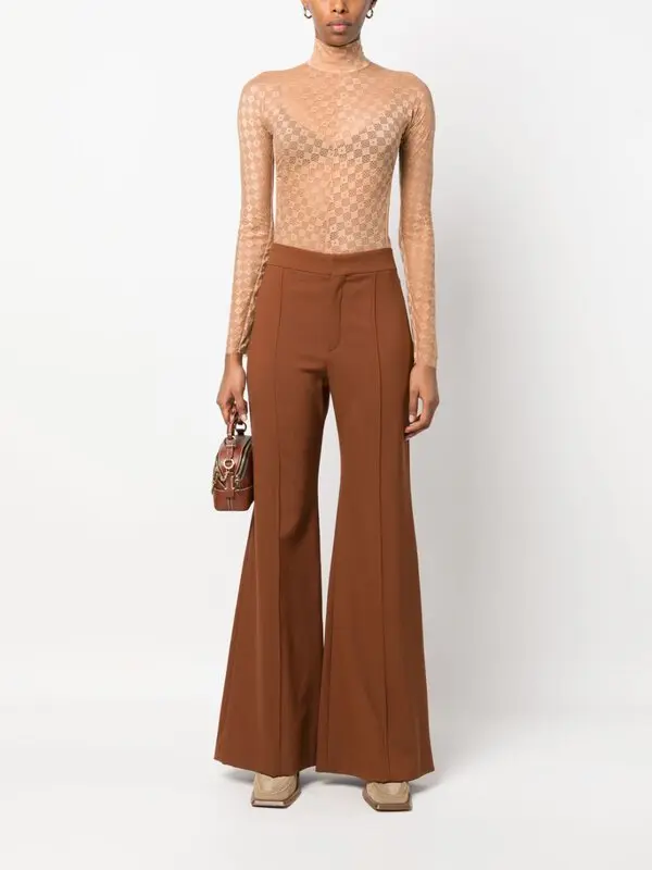 FORTE_FORTE High Neck Lace T-shirt - Nude