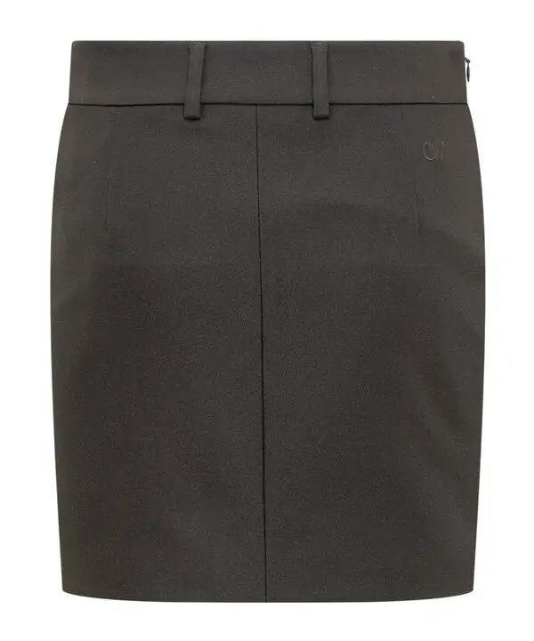 Off-White High Waist Mini Skirt With Side Slit