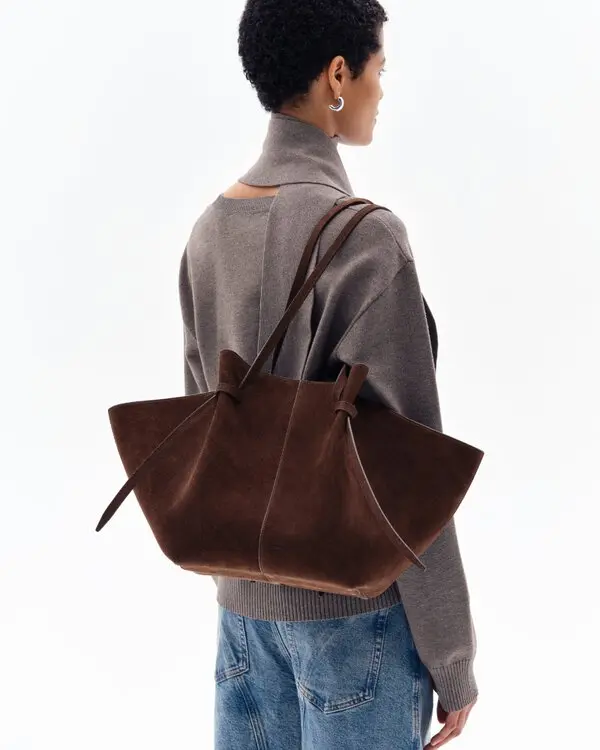Yuzefi Large Mochi Suede Tote - Chocolate