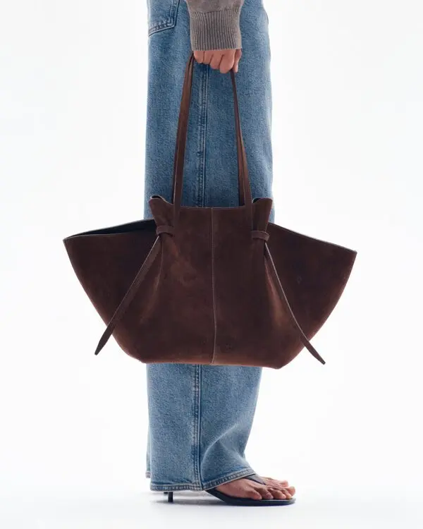 Yuzefi Large Mochi Suede Tote - Chocolate