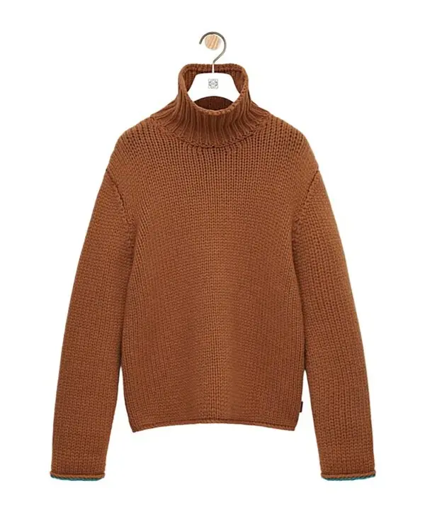 Loewe Ribbed Knit Turtleneck Jumper - Tan