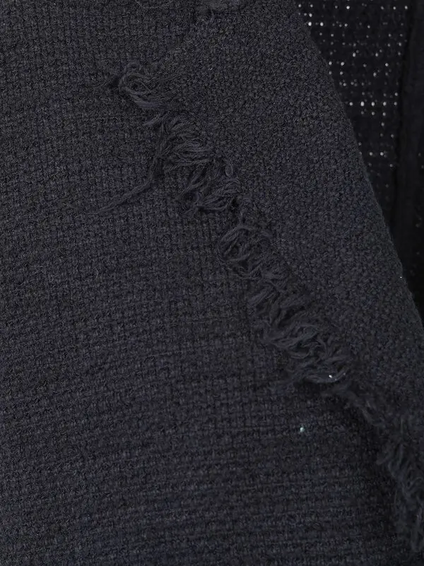 BASERANGE Long-sleeved Knitted Cardigan With V-neck And Fringed Edges
