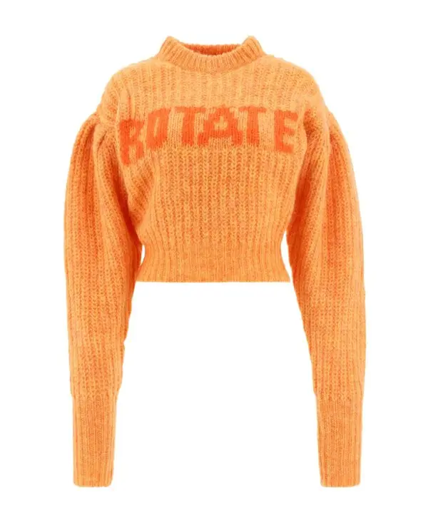 ROTATE BY BIRGER CHRISTENSEN Logo Bubble Sleeve Cropped Sweater