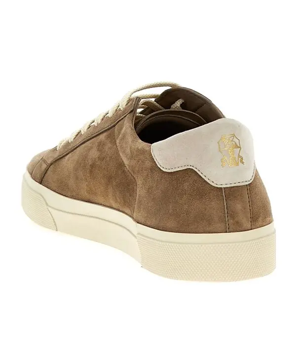 Brunello Cucinelli Logo Embossed Lace-up Sneakers - Brown