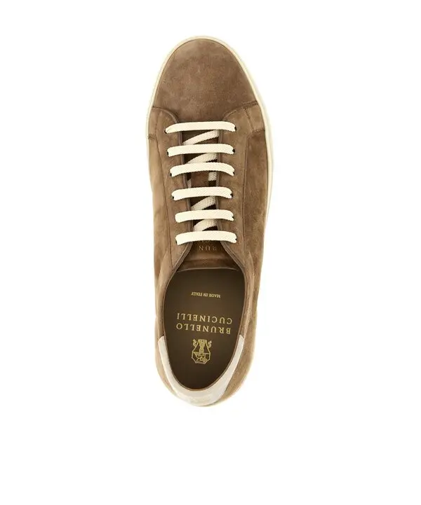 Brunello Cucinelli Logo Embossed Lace-up Sneakers - Brown