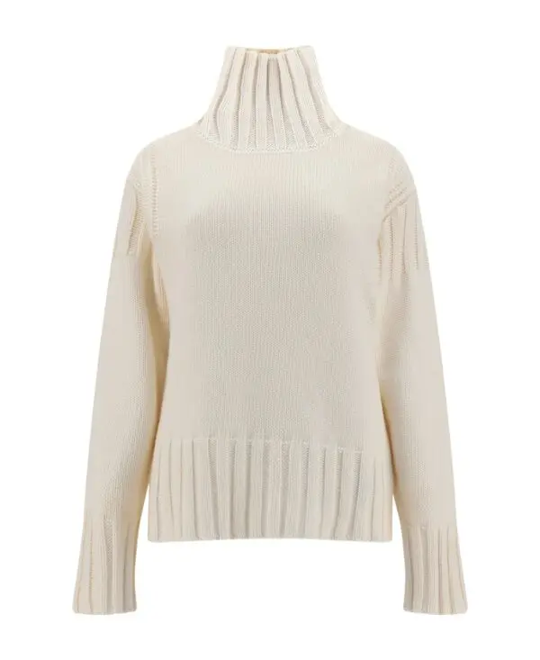 JIL SANDER Roll-neck Knitted Jumper - White