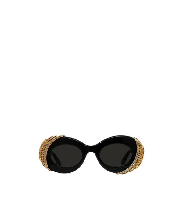 Loewe Oval Frame Embellished Sunglasses - Black