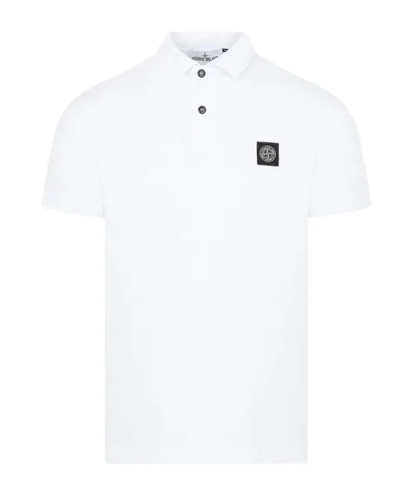 Stone Island Logo Patch Short-sleeve Polo Shirt - White