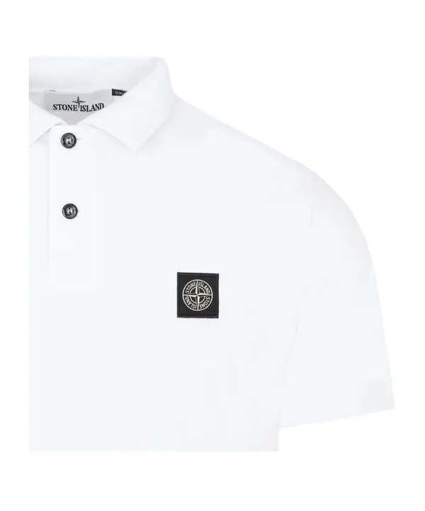 Stone Island Logo Patch Short-sleeve Polo Shirt - White