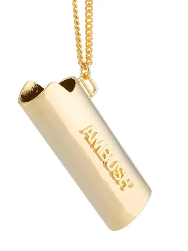 AMBUSH Gold Logo Lighter Case Clasp-fastened Necklace - Yellow
