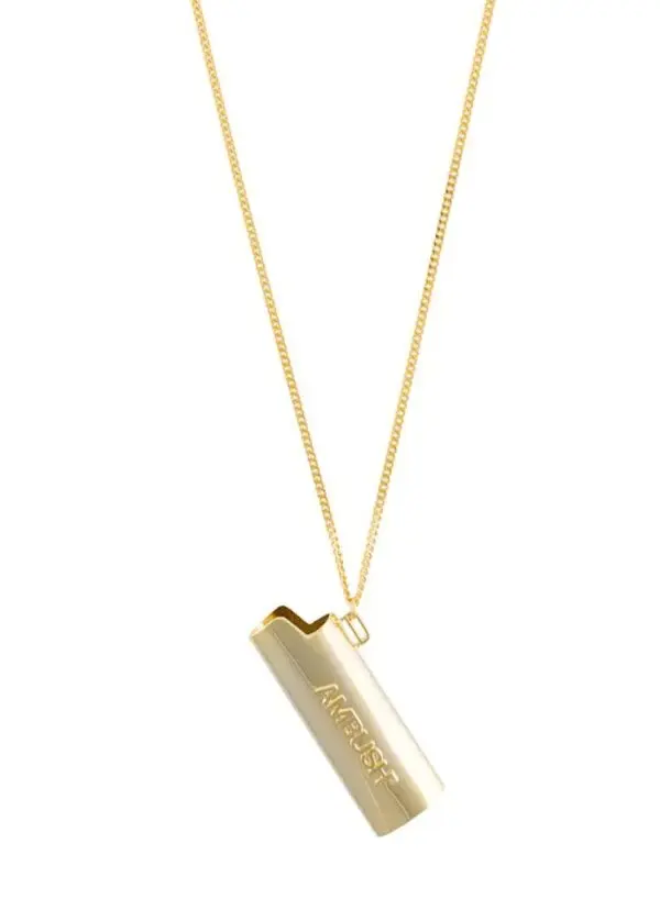 AMBUSH Gold Logo Lighter Case Clasp-fastened Necklace - Yellow