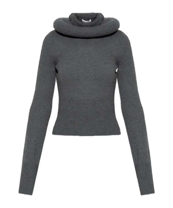 Alaïa Hooded Roll-neck Knit Sweater - Black