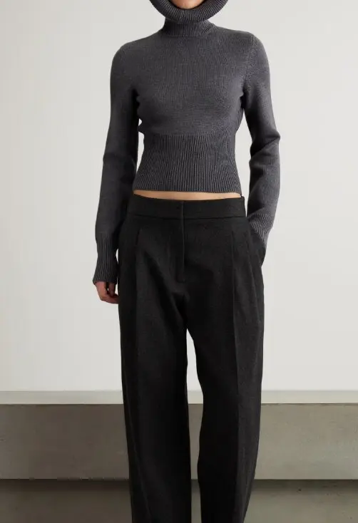 Alaïa Sculptural Hood Ribbed Knit Jumper - Black