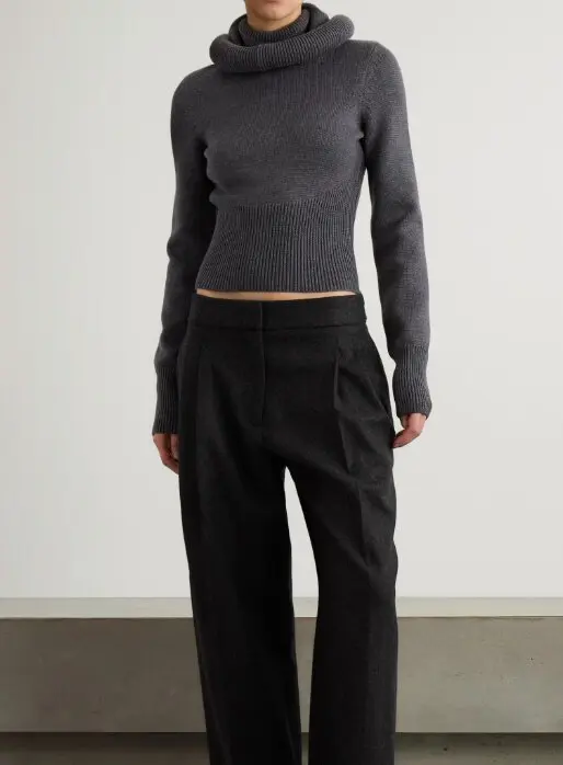 Alaïa Sculptural Hood Ribbed Knit Jumper - Black