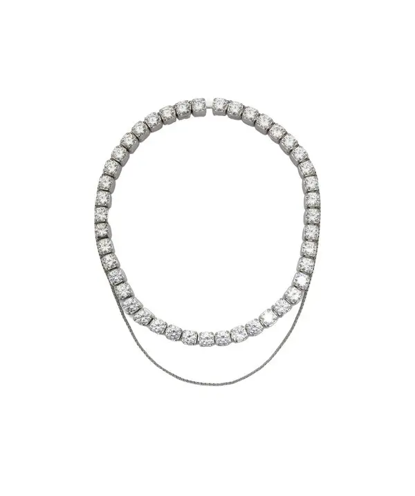JIL SANDER Crystal-embellished Cubic Necklace - Gray