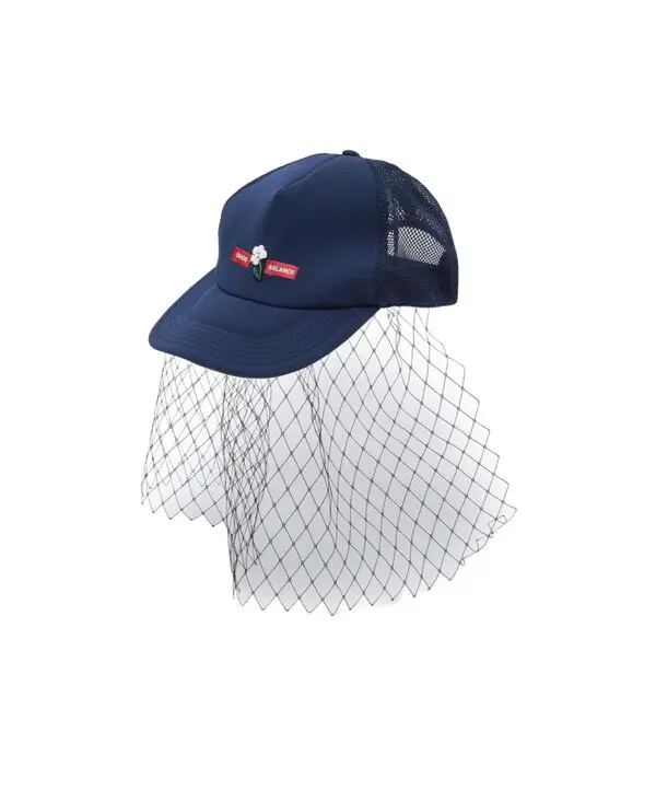 Undercover Mesh Baseball Cap With Beaded Embroidery And Ribbon Detail - Navy Blue