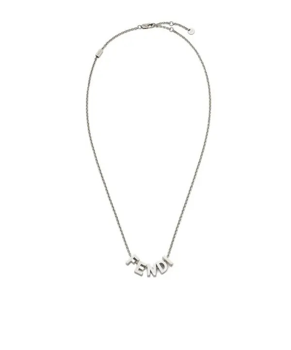 Fendi Silver Pendant Necklace - Gray