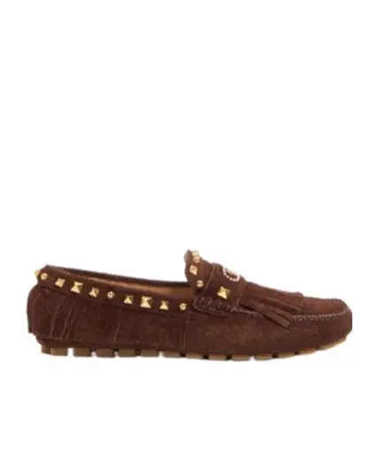 Valentino Garavani Rockstud Fringed Suede Loafers