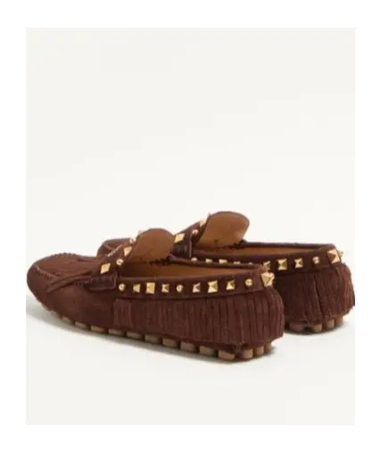 Valentino Garavani Rockstud Fringed Suede Loafers