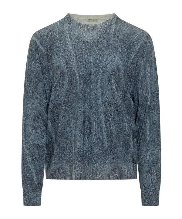 Etro Paisley Printed Crewneck Jumper - Blue