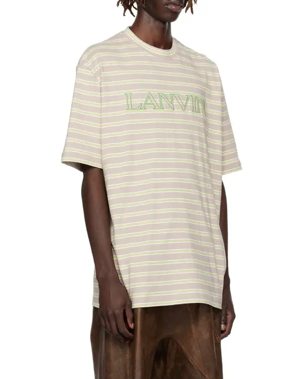 LANVIN Striped Logo-embroidered T-shirt