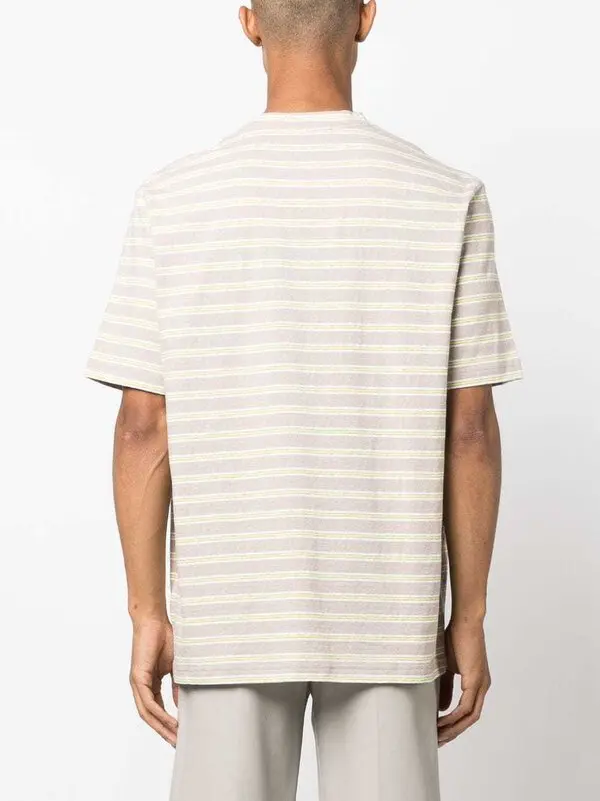 LANVIN Striped Logo-embroidered T-shirt