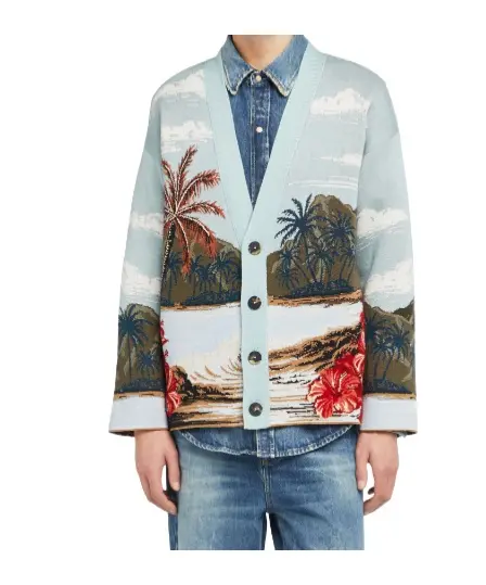 Alanui Graphic Print V-neck Cardigan - Green