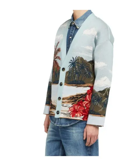 Alanui Graphic Print V-neck Cardigan - Green